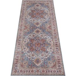 Teppich Hanse Home "Anthea" Gr. 12, blau (cyan), B:80cm H:5mm L:200cm, Polyester, Teppiche, Teppich, Orientalisch, L&auml;ufer, Vintage, Wohnzimmer, Schlafzimmer, Esszimmer