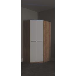 Eckkleiderschrank Priess "Barcelona Kleiderschrank Eckl&ouml;sung Raumwunder", wei&szlig; (eichefarben artisan, wei&szlig;), B:95cm H:193cm T:95cm, Holzwerkstoff, Schr&auml;nke, Eckkleiderschrank, in 2 Tiefen Schrank Eckschrank Garderobe