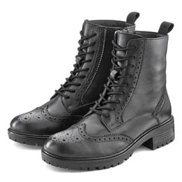 Schn&uuml;rboots Lascana, Damen, Gr. 38, schwarz, Obermaterial: 100% Schafsleder. Decksohle: 100% Synthetik. Futter: 75% Textilmaterial, 25% Schafsleder. Laufsohle: 100% Synthetik, unifarben, Schuhe Schn&uuml;rboots, Schn&uuml;rstiefelette, Ankle Boots, Leder, Schn&uuml;ren & Rei&szlig;verschluss