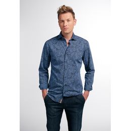 Langarmhemd Eterna "SLIM FIT", Herren, Gr. XL, US-Gr&ouml;&szlig;en, grau, Denim/Jeans, 88% Baumwolle, 12% Lyocell, schmal, Manschette, Hemden Langarmhemd, EASY IRON (b&uuml;gelleicht)