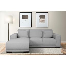 Ecksofa Home Affaire "BORNHOLM L-Form, B: 234 cm - OTTO. Verl&auml;ssliche Qualit&auml;t.", grau (hellgrau), B:234cm H:85cm T:162cm, 100% Polyester, Sofas, Ecksofa, Recamiere links oder rechts bestellbar, Wellenfederung, inkl. 2 Kissen