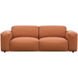 2,5-Sitzer FLEXLUX "Lucera Sofa, super bequem durch hochwertigen Sitzaufbau mit Kaltschaum", braun (modern cognac braun), B:219cm H:73cm T:102cm, 100% Echteder, Sofas, 2 5-Sitzer, modern & anschmiegsam, Designsofa