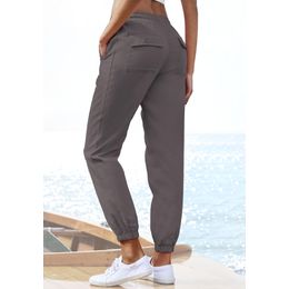 Schlupfhose Lascana, Damen, Gr. 36, N-Gr, grau (anthrazit), Web, Obermaterial: 65% Lyocell, 35% Baumwolle, unifarben, figurumspielend, Hosen Schlupfhose, aus Webware, leichte Stoffhose mit Taschen, Topseller