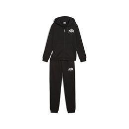 Trainingsanzug Puma "SQUAD FULL-ZIP SWEAT SUIT FL B", Jungen, Gr. 128, schwarz (Puma schwarz), Fleece, Obermaterial: 66% Baumwolle, 34% Polyester, unifarben, regular fit, Sportanz&uuml;ge Trainingsanzug, zweiteiliges Set, aus Baumwollmischung, Regular Fit, ohne Kapuze