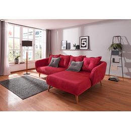 Ecksofa Home Affaire "Baggio formsch&ouml;ne Polsterecke, bequem, Breite 277cm, L-Form", rot, B:277cm H:80cm T:162cm, Sofas, Ecksofa, Zierkissen inklusive