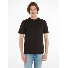 T-Shirt Calvin Klein Jeans "BADGE REGULAR TEE", Herren, Gr. S, schwarz, Jersey, Obermaterial: 100% Baumwolle, regular fit h&uuml;ftlang, Rundhals, Shirts T-Shirt, mit Logo-Patch
