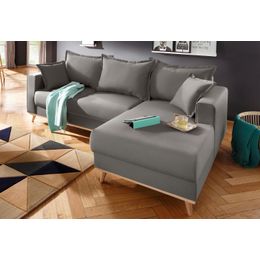 Ecksofa Home Affaire "Edina L-Form", grau (grau, filzoptik), B:228cm H:83cm T:151cm, Webstoff (100% Polyester);Baumwollmix (50% Baumwolle, 50% Polyester);Baumwollmix (50% Baumwolle, 50% Polyester), Sofas, Ecksofa, auch in Baumwollmix-Bezug, im skandinavischem Stol