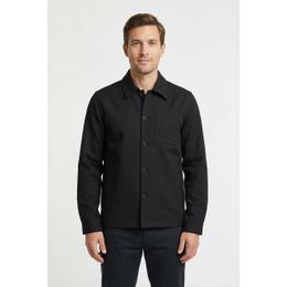 Blusenjacke LINDBERGH, Herren, Gr. XXL, schwarz, Web, Obermaterial: 75% Polyester, 22% Viskose, 3% Elasthan, unifarben, regular fit h&uuml;ftbedeckend, Rundhals, mit Kn&ouml;pfen 1-Knopf-Manschette, Jacken Blusenjacke, mit Brusttasche und Eingrifftaschen
