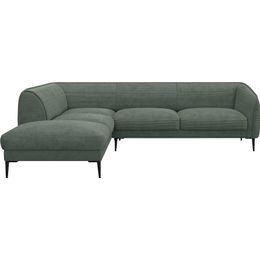 Ecksofa FLEXLUX "Belle Designsofa, L-Form, B/T 268/209 cm", gr&uuml;n (dusty gr&uuml;n), B:268cm H:74cm T:209cm, 85% Polyester/15%Polyamide, Sofas, Ecksofa, Skandinavisches Design, In hochwertiger Verarbeitung