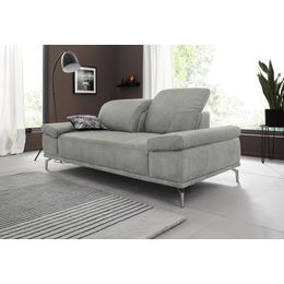 2-Sitzer Home Affaire "Caluna", grau (hellgrau), B:202cm H:97cm T:111cm, Luxus-Microfaser Vintageoptik (100% Polyester);Flachgewebe (100% Polyester);Luxus-Mikrofaser (90% Polyester, 10% Polyamid), Sofas, 2-Sitzer, mit Sitztiefen- und Kopfteilverstellung