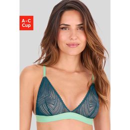 Bralette-BH s.Oliver "Clemence", Damen, Gr. 75, Cup B, gr&uuml;n (gr&uuml;n, salbei), Spitze, Obermaterial: 87% Polyamid, 13% Elasthan, BHs Bralette-BH, ohne B&uuml;gel aus graphischer Spitze in transparenter Optik, Dessous