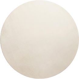 Teppich HOMIE LIVING "Villa Rosso", beige (creme), B:80cm H:15mm L:80cm &Oslash;:80cm, Polyester, Teppiche, Teppich, Kurzflor, Uni-Farben, leicht gl&auml;nzende Optik
