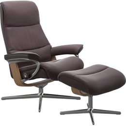 Relaxsessel stressless "View", rot (bordeaux paloma), B:82cm H:109cm T:81cm, Sessel, Relaxsessel, mit Cross Base, Gr&ouml;&szlig;e S, M & L, Holzakzent Eiche