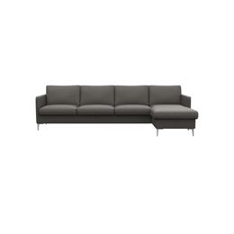Ecksofa FLEXLUX "Fiore, L-Form, bequem und komfortabel durch hochwertigem Sitzaufbau", grau (warm mineral), B:280cm H:85cm T:159cm, Sofas, Ecksofa, schmale Armlehnen, Kaltschaum, F&uuml;&szlig;e Alu