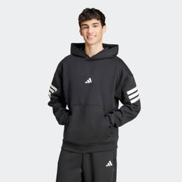 Kapuzensweatshirt adidas Sportswear "M FI 3S HD", Damen, Gr. L, schwarz, Obermaterial: 67% Polyester, 33% Baumwolle, normal, Rundhals, Sweatshirts Kapuzensweatshirt