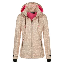 Softshelljacke DEPROC Active "SHELBY PEAK XV WOMEN", Damen, Gr. 40 (M), beige, 96% Polyester; 4% Elasthan, tailliert, gerader Abschluss mit Windstopper,mit verstellbarem Klettverschluss, Jacken Softshelljacke, mit abnehmbarer Kapuze