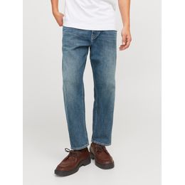 Jack & Jones Tapered-fit-Jeans JACK & JONES "JJIMIKE JJWELLS JJ", Herren, Gr. 38, L&auml;nge 34, blau (blau denim), Denim/Jeans, Obermaterial: 99% Baumwolle, 1% Elasthan, Abriebeffekte, bequem lang, Jeans Tapered-fit-Jeans, Baumwollmischung, comfort fit