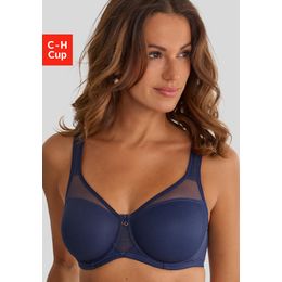 Minimizer-BH Nuance, Damen, Gr. 90, Cup E, blau (dunkelblau), Netz, Obermaterial: 79% Polyamid, 15% Polyester, 6% Elasthan, BHs Minimizer-BH, mit B&uuml;gel und transparenten Netzeins&auml;tzen im Obercup, Topseller