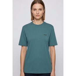 T-Shirt BOSS Orange "Esogo Premium Damenmode", Damen, Gr. XS (34), bright blau 431, Single Jersey, Obermaterial: 100% Baumwolle, unifarben, slim fit h&uuml;ftlang, Rundhals, eingesetzt normaler Saum, Shirts T-Shirt, mit Logo
