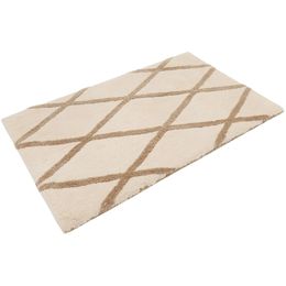 Badematte HOMIE LIVING "San Bosa", beige (beige, taupe), H:20mm, Polyester, Badematten, Badematte, Badteppich, modernes Rauten Design, waschbar, Badezimmerteppich