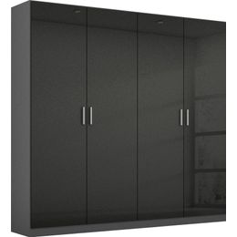 Dreht&uuml;renschrank Rauch "Kleiderschrank Schrank Garderobe Schlafzimmerschrank CELLE", grau (graumetallic, hochglanz effektgrau, griffe alu), B:181cm H:197cm T:54cm, Holzwerkstoff, Schr&auml;nke, Dreht&uuml;renschrank, in 4 Breiten und 2 H&ouml;hen, optional mit Schubk&auml;sten MADE IN GERMANY