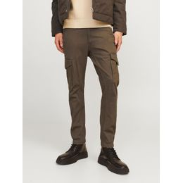 Jack & Jones Cargohose JACK & JONES "JPSTPAUL JJFLAKE CARGO NOOS", Herren, Gr. 28, L&auml;nge 30, braun (wren), Web, Obermaterial: 98% Baumwolle, 2% Elasthan, unifarben, regular fit lang, Hosen Cargohose, Baumwollmischung, regular fit