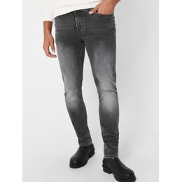 Only & Sons Slim-fit-Jeans ONLY & SONS "LOOM SLIM", Herren, Gr. 29, L&auml;nge 32, grau (grau denim), Denim/Jeans, Obermaterial: 98% Baumwolle, 2% Elasthan, schmal, Jeans Slim-fit-Jeans