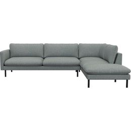 Ecksofa FLEXLUX "Bolzano, elegant und bequem, L-Form", blau (sky blau), B:295cm H:61cm T:222cm, 62% Polyester, 17% Cotton, 14% Viscose, 7% Linen, Sofas, Ecksofa, Sitzaufbau mit Kaltschaum & Stahl-Wellen, lose Sitz -& R&uuml;ckenkissen