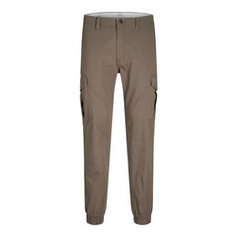 Jack & Jones Cargohose JACK & JONES "JPSTMARCO JJJOE CUFFED", Herren, Gr. 31, L&auml;nge 34, gr&uuml;n (bungee cord), Web, Obermaterial: 98% Baumwolle, 2% Elasthan, unifarben, slim fit normal, Hosen Cargohose