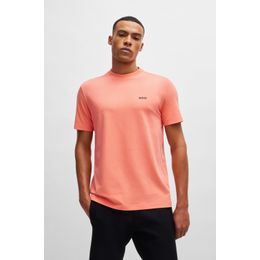 Rundhalsshirt BOSS Green "Tee", Herren, Gr. 5XL, rot (open rot649), Single Jersey, Obermaterial: 95% Baumwolle, 5% Elasthan, unifarben, regular fit h&uuml;ftlang, Rundhals, eng eingefasste Kante, Shirts Rundhalsshirt, mit gummiertem Kontrast-Logo