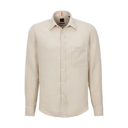 Leinenhemd BOSS Orange "Relegant", Herren, Gr. 5XL, N-Gr, beige (light beige271), Web, Obermaterial: 100% Leinen, unifarben, regular fit, hoch geschlossener Ausschnitt, eingesetzt Manschette mit Kn&ouml;pfen, Hemden Leinenhemd, 100% Leinen Regular Fit Atmungsaktiv