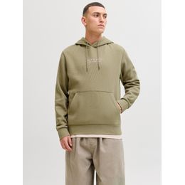 Jack & Jones Kapuzensweatshirt JACK & JONES "JPRBLUARCHIE SWEAT HOOD NOOS", Herren, Gr. S, mermaid, angeraute Sweatware, Obermaterial: 70% Baumwolle, 30% Polyester, bedruckt, normal normal, Rundhals, Rippb&uuml;ndchen, Sweatshirts Kapuzensweatshirt, mit Logo Print
