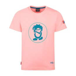 T-Shirt Trollkids "KIDS TROLL T", Jungen, Gr. 164, blau (peony rose, harbor blau), Obermaterial: 65% Baumwolle, 35% Polyester, normal, Rundhals, Shirts T-Shirt