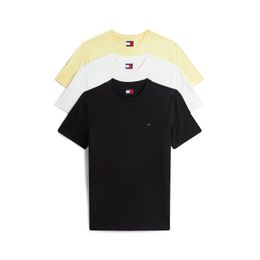 T-Shirt Tommy Jeans "TJM EXTRA SLIM 3 PACK", Herren, Gr. 3XL, ecru, citronella, schwarz, Single Jersey, Obermaterial: 100% Baumwolle, slim fit normal, Rundhals, eingesetzt abgesteppte Kante, Shirts T-Shirt, Mit Rundhalsausschnitt