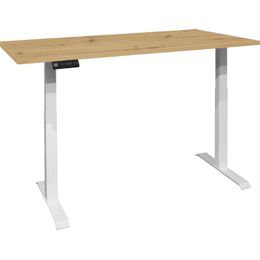M&auml;usbacher Schreibtisch M&Auml;USBACHER "Big System Office", wei&szlig; (wei&szlig; matt, asteiche, wei&szlig; matt, asteiche), B:160cm, Tische, Schreibtisch, Breite 160 cm, elektrisch h&ouml;henverstellbar