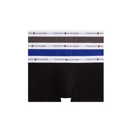 Trunk "3P TRUNK", Herren, Gr. XXL (56), 3 Stk., blk, drk ash, wdg blu, Jersey, Obermaterial: 95% Baumwolle, 5% Elasthan, Tommy Hilfiger Underwear, k&ouml;rpernah, Unterhosen Trunk, mit Logoschriftzug