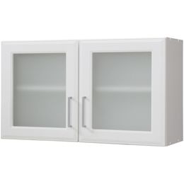 Glash&auml;ngeschrank KOCHSTATION "KS-Stockholm", wei&szlig; (wei&szlig;, wei&szlig;), B:100cm H:57cm T:34cm, Holzwerkstoff, MDF, Schr&auml;nke, Glash&auml;ngeschrank, hochwertige MDF-Fronten