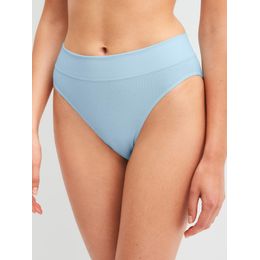 High-Waist-Slip Calida "Elastic", Damen, Gr. XS (36/38), cascade blau, Single Jersey, Obermaterial: 94% Baumwolle, 6% Elasthan, k&ouml;rpernah, Unterhosen High-Waist-Slip, breiter Softbund, elastisch, Single Jersey, atmungsaktiv, weich
