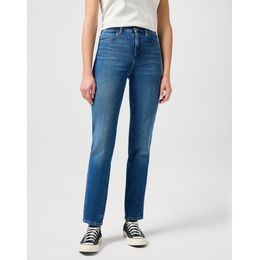 Bootcut-Jeans Wrangler "WRA-W28B", Damen, Gr. 32, L&auml;nge 34, blau (raven 740), Denim/Jeans, Obermaterial: 80% Baumwolle, 18% Polyester, 2% Elasthan, bootcut fit lang, Jeans Bootcut-Jeans