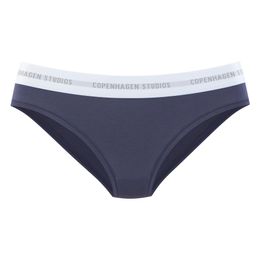 Bikinislip Copenhagen Studios, Damen, Gr. M (38), navy, Single Jersey, Obermaterial: 50% Modal (TENCEL&trade;), 45% Baumwolle, 5% Elasthan (LYCRA), unifarben mit Farbeinsatz, k&ouml;rpernah, Unterhosen Bikinislip, mit elastischem Logobund