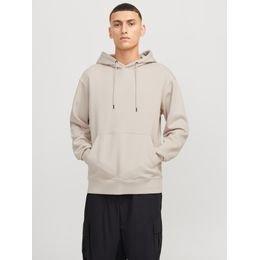 Jack & Jones Kapuzensweatshirt JACK & JONES "JJESTAR BASIC SWEAT HOOD NOOS", Herren, Gr. L, gelb (moonbeam), angeraute Sweatware, Obermaterial: 70% Baumwolle, 30% Polyester, unifarben, relaxed fit, Rundhals, Rippb&uuml;ndchen, Sweatshirts Kapuzensweatshirt, mit Rippb&uuml;ndchen