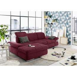Ecksofa "SO4100 V", rot (bordeaux), B:284cm H:80cm T:190cm, SET ONE BY Musterring, Sofas, Ecksofa, mit verstellbaren Kopfteilen, wahlweise mit Funktionen, Cord-Bezug