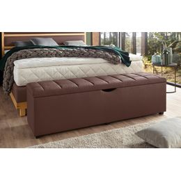 Hockerbank Home Affaire "Checked", braun, B:160cm H:42cm T:40cm, Struktur fein (100% Polyester) f&uuml;r Bett Classico, Piazza, Premium und Vega;Struktur (100% Polyester) f&uuml;r Bett Crato und Lucina;Struktur (60% Baumwolle, 40% Leinen) f&uuml;r Bett Kiss;Kunstleder f&uuml;r Bett Natura;Struktur (100% Polyester) f&uuml;r Bett Nordica, Hocker, Hockerbank, mit Stauraum, Breite 120 cm und 160 cm, als Bettbank geeignet