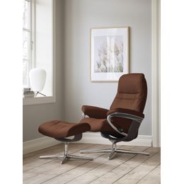 Relaxsessel stressless "Sunrise", braun (copper paloma), B:83cm H:105cm T:74cm, Leder PALOMA: PALOMA ist ein durchgef&auml;rbtes Semianilin-M&ouml;belleder mit nat&uuml;rlicher Narbung., Sessel, Relaxsessel, mit Hocker, mit Cross Base, Gr&ouml;&szlig;e S, M & L, Holzakzent Wenge