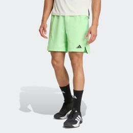 Shorts adidas Performance "DESIGNED FOR TRAINING WORKOUT", Herren, Gr. S, L-Gr, lime burst, innenbeinl&auml;nge ca. 23 cm, Obermaterial: 87% Polyester, 13% Elasthan, Hosen Shorts