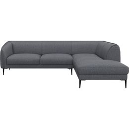 Ecksofa FLEXLUX "Belle Designsofa, L-Form, B/T 268/209 cm", blau (navy blau), B:268cm H:74cm T:209cm, 62% Polyester/17%Cotton/14%Viscose/7%linen, Sofas, Ecksofa, Skandinavisches Design, In hochwertiger Verarbeitung