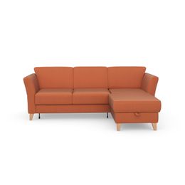 Sit & More Ecksofa SIT & MORE "Visby L-Form", orange (terra), B:248cm H:87cm T:162cm, Sofas, Ecksofa, Wahlweise mit Bettfunktion und Bettkasten, frei im Raum stellbar