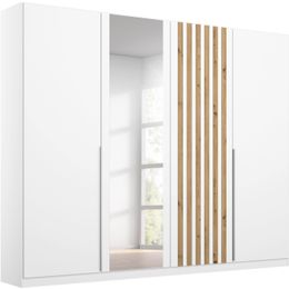 Dreht&uuml;renschrank Rauch "Kleiderschrank Schrank Garderobe Breiten 181/226/271 cm LAMELLA", wei&szlig; (alpinwei&szlig;, eiche artisan), B:226cm H:210cm T:54cm, Holzwerkstoff, Schr&auml;nke, Dreht&uuml;renschrank, elegante Lamellen-Auflage in 3D Akustikpaneel Optik MADE IN GERMANY