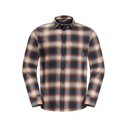 Flanellhemd Jack Wolfskin "WANDERWEG SHIRT M", Herren, Gr. S (48), Normalgr&ouml;&szlig;en, blau (schwarz, navy), Hauptmaterial: 100% Polyester, Hemden Flanellhemd