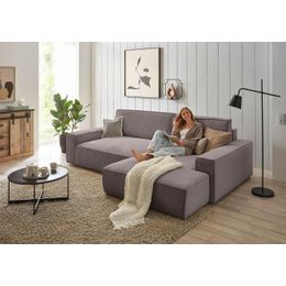 Ecksofa Home Affaire "NEU: SHERWOOD XXL 284, Big-Sofa L-Form, tiefe Sitzfl&auml;che 95 cm, Cord", beige (taupe), B:284cm H:90cm T:195cm, 100% Polyester, Sofas, Ecksofa, Recamiere rechts/links, als Schlafsofa stellbar, Cord u. Leinenoptik